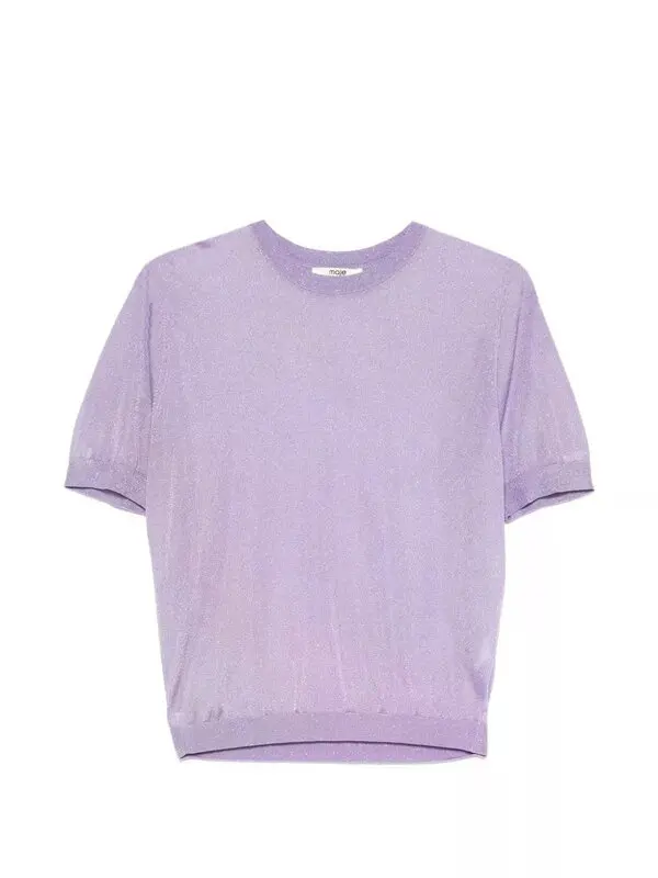 Maje Short-sleeve Metallic-thread T-shirt
