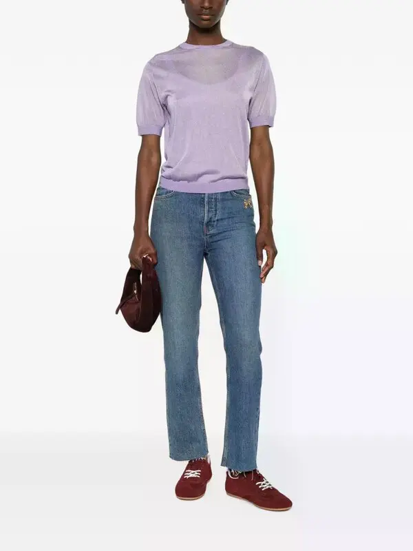 Maje Short-sleeve Metallic-thread T-shirt