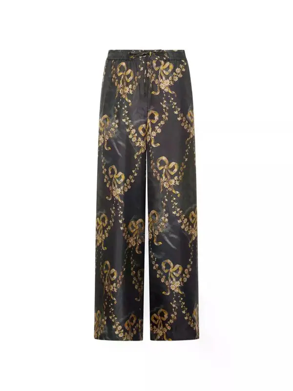 PIERRE-LOUIS MASCIA Aloe Floral-print Silk Palazzo Pants - Black