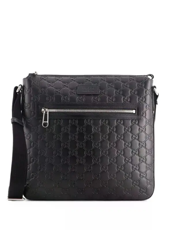 Gucci Signature Zip Messenger Bag Ssima Leather Cross Body Bag