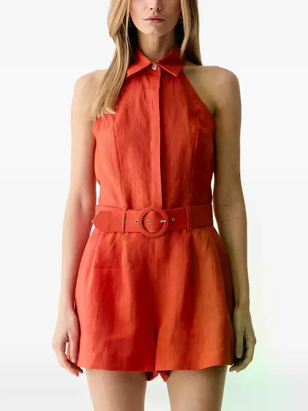 VICOLO Belted Halterneck Playsuit - Orange