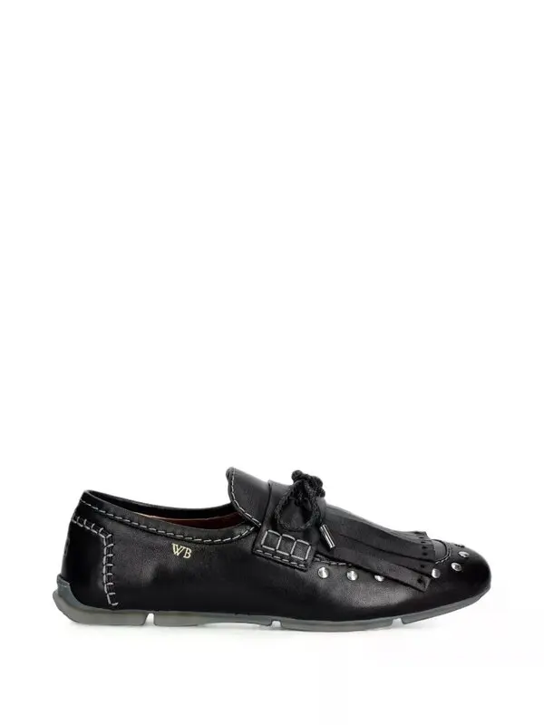 WALES BONNER Studded Fringed Loafers - Black