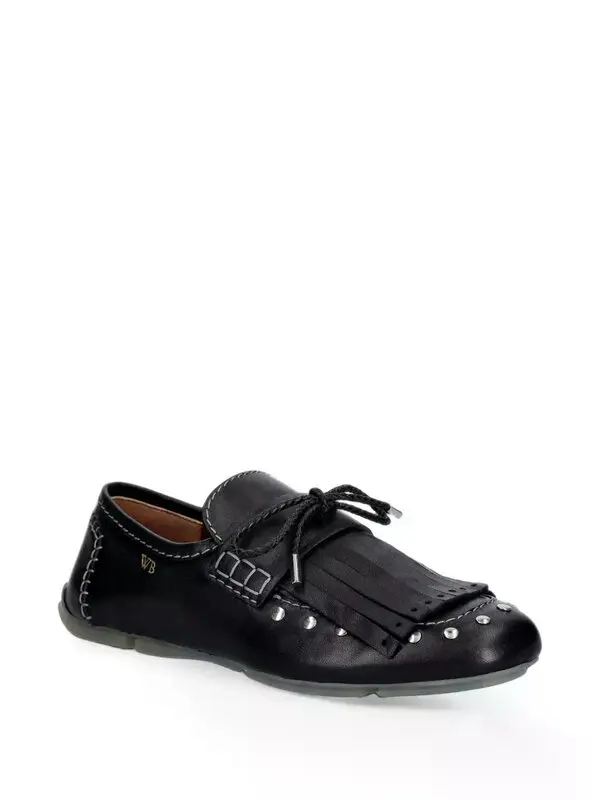 WALES BONNER Studded Fringed Loafers - Black