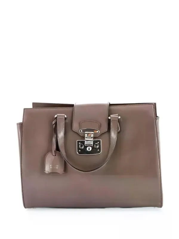 Gucci Lady Lock Tote Leather Medium Satchel - Grey