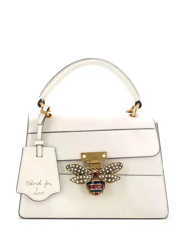Gucci Queen Margaret Top Handle Bag Leather Satchel - White