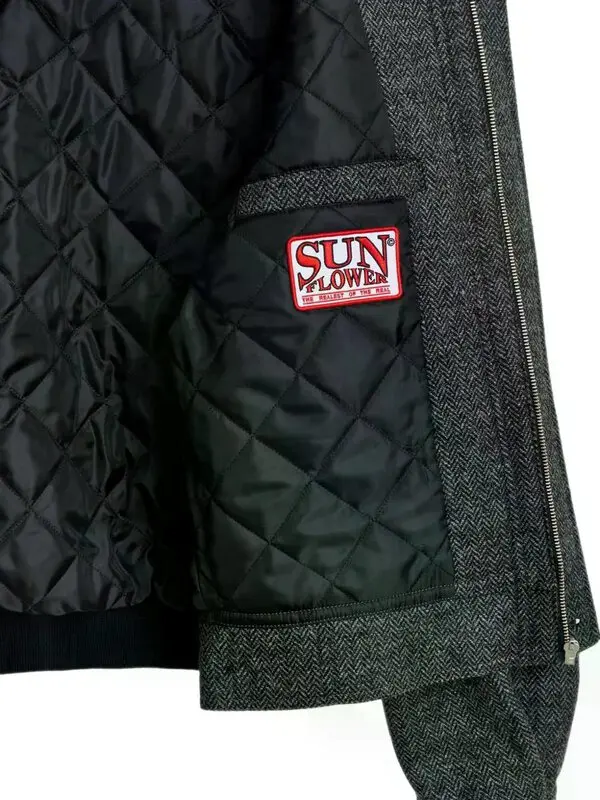 SUNFLOWER Harrington Herringbone-pattern Jacket