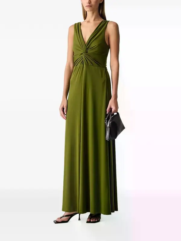 VICOLO Twist-detail V-neck Maxi Dress