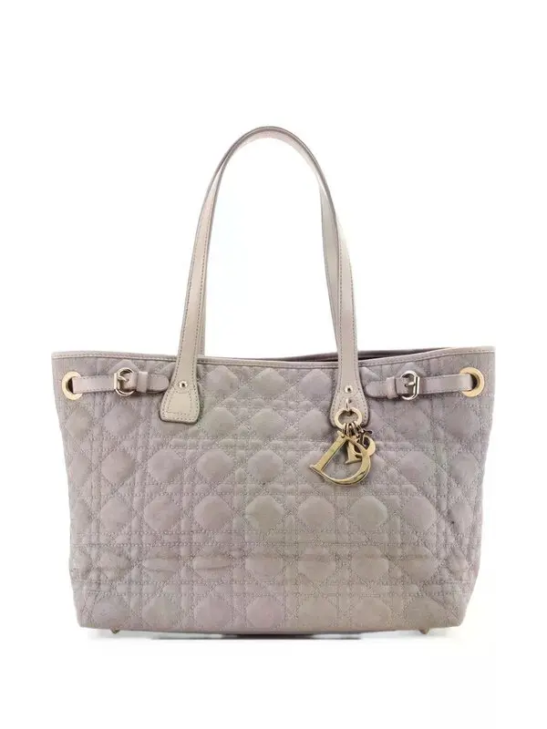 Dior Panarea Cannage Quilt Canvas Small Tote Bag