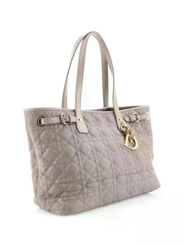 Dior Panarea Cannage Quilt Canvas Small Tote Bag