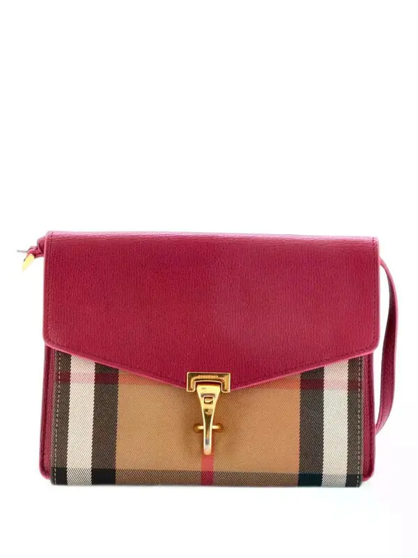 Burberry Macken Leather And House Check Canvas Small Crossbody Bag - Brown
