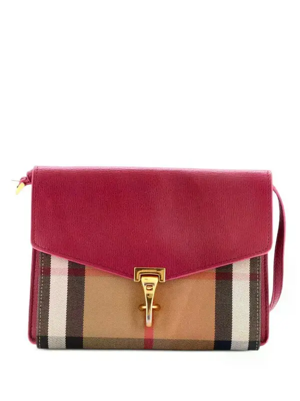 Burberry Macken Leather And House Check Canvas Small Crossbody Bag - Brown
