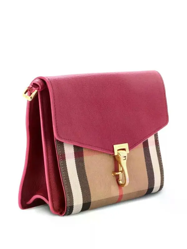 Burberry Macken Leather And House Check Canvas Small Crossbody Bag - Brown