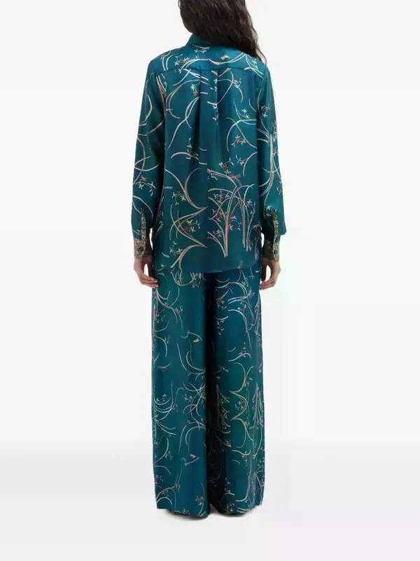 PIERRE-LOUIS MASCIA Aloe Botanical-print Silk Shirt