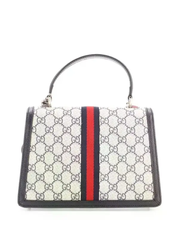 Gucci Ophidia Flap Top Handle Bag Gg Coated Canvas Small Satchel