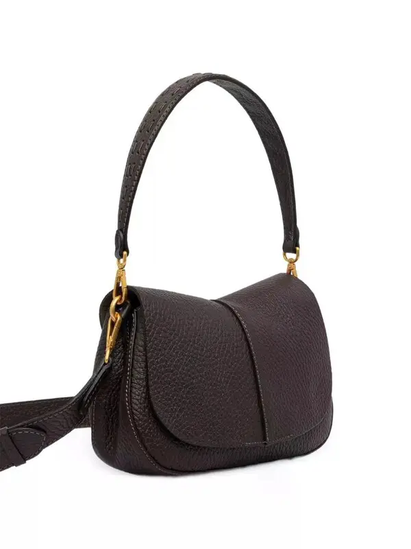 GIANNI CHIARINI Medium Helena Round Pebbled Leather Shoulder Bag