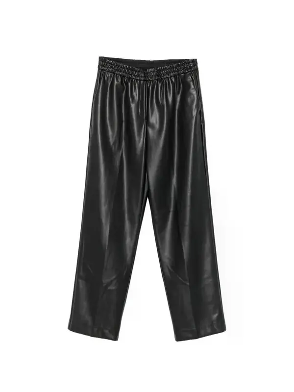NUDE Elasticated Faux-leather Trousers - Black