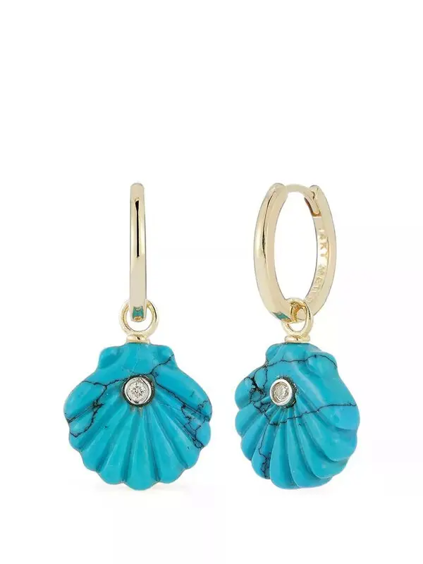 Mateo Venus Shell Turquoise And Diamond Earrings
