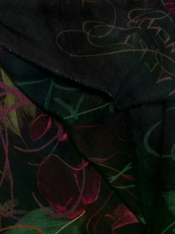 Faliero Sarti Floral-print Frayed-edge Scarf - Brown