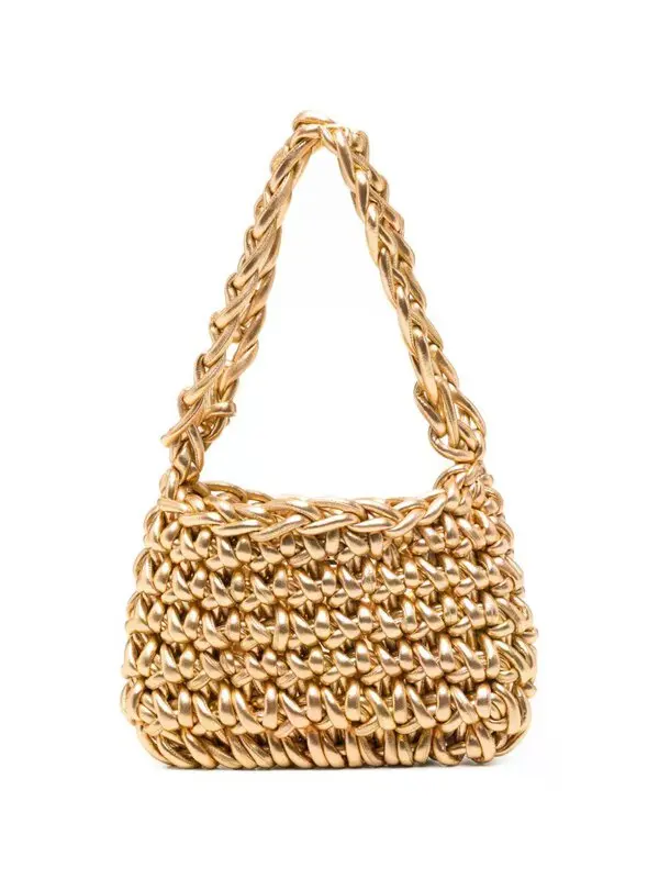 MARIA CALDERARA Woven-design Chain-strap Tote Bag - Gold