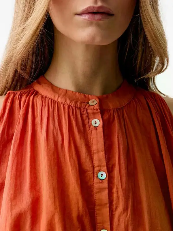 VICOLO Gathered Button-placket Top