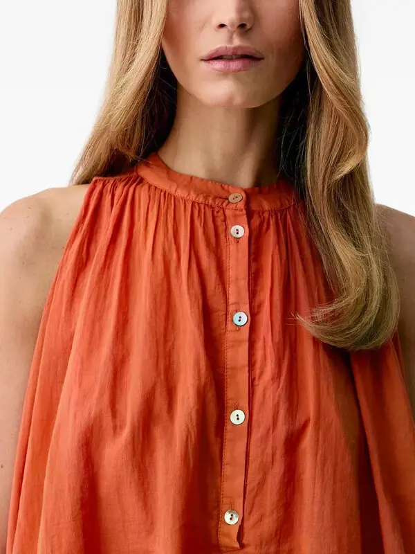 VICOLO Gathered Button-placket Top