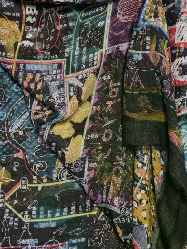 Faliero Sarti Graphic-print Frayed Scarf