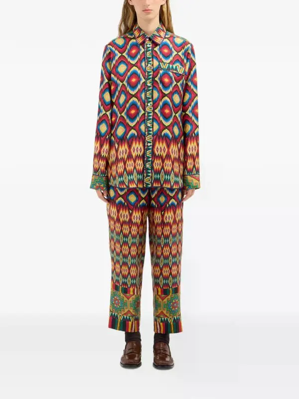 PIERRE-LOUIS MASCIA Geometric-print Silk Shirt - Red