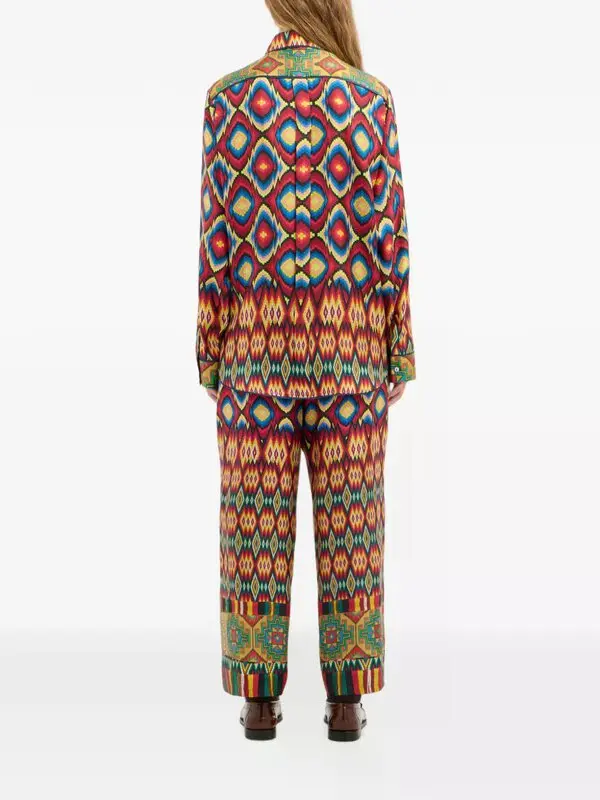 PIERRE-LOUIS MASCIA Geometric-print Silk Shirt - Red