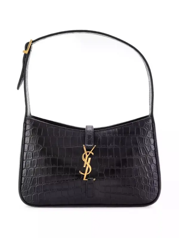 Saint Laurent Le 5 A 7 Crocodile Embossed Leather Small Hobo Bag