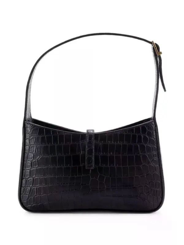 Saint Laurent Le 5 A 7 Crocodile Embossed Leather Small Hobo Bag