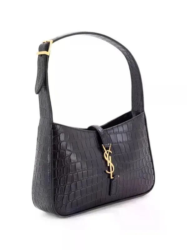 Saint Laurent Le 5 A 7 Crocodile Embossed Leather Small Hobo Bag