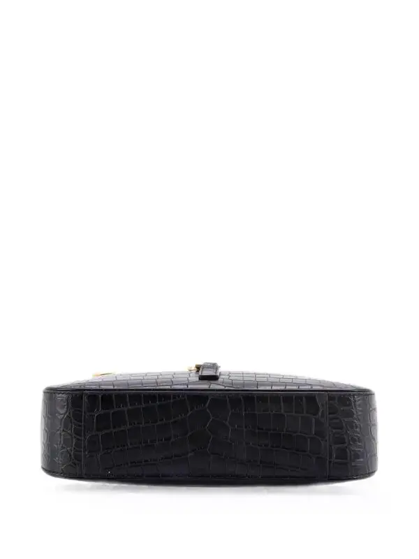 Saint Laurent Le 5 A 7 Crocodile Embossed Leather Small Hobo Bag
