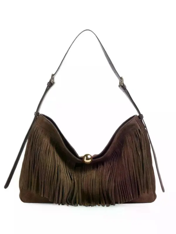 Furla Suede Fringe Shoulder Bag - Brown