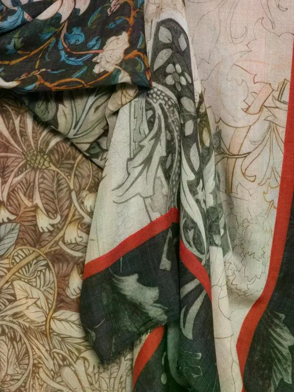 Faliero Sarti Floral-print Frayed Scarf - Brown