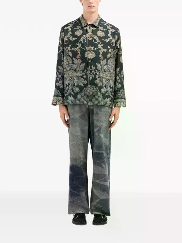 PIERRE-LOUIS MASCIA Aloe Baroque-pattern Silk Shirt