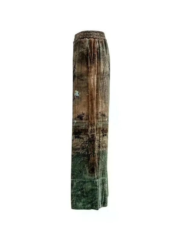 PIERRE-LOUIS MASCIA Graphic-print Velvet Trousers - Brown