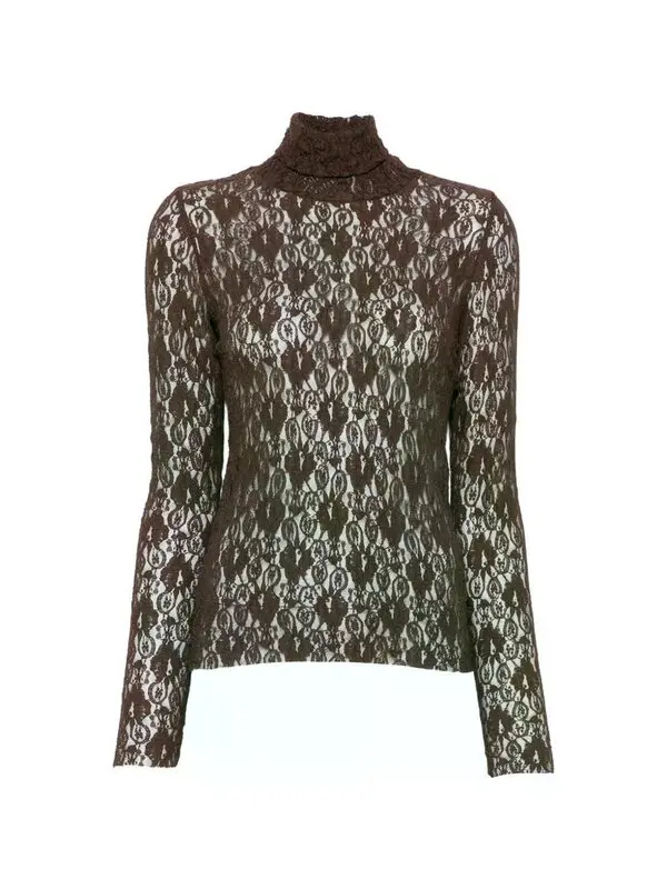 Dixie Lace-knit Roll-neck Top