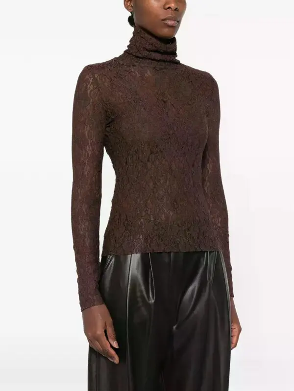 Dixie Lace-knit Roll-neck Top