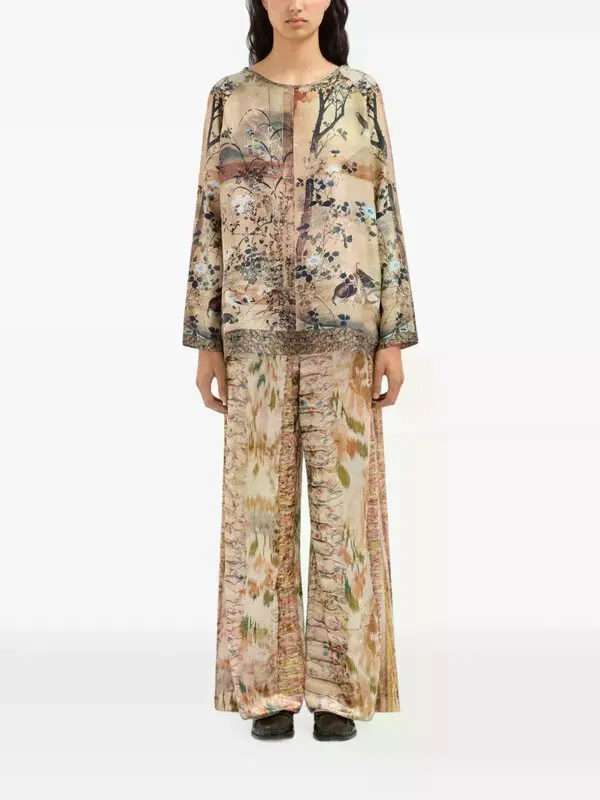 PIERRE-LOUIS MASCIA Aloe Forest-motif Silk Blouse