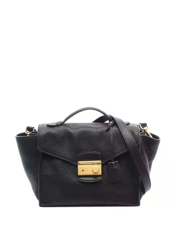 Prada 2013-2026 Vitello Daino Soundlock Satchel - Black