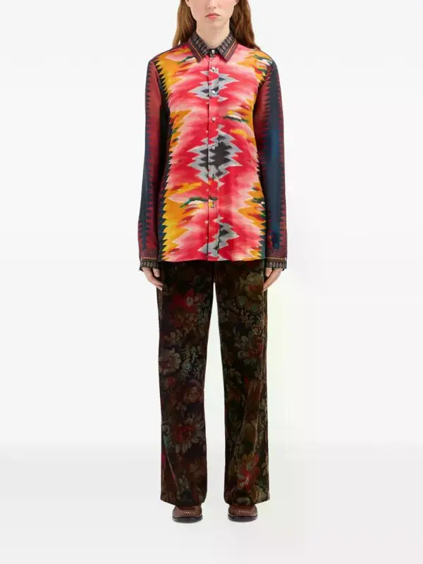 PIERRE-LOUIS MASCIA Aloe Geometric-print Silk Shirt