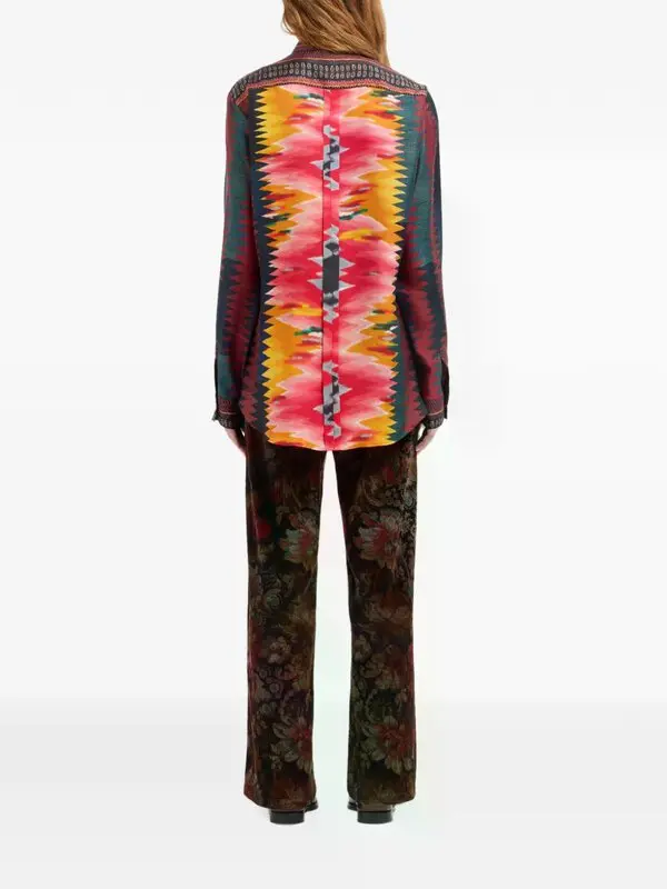 PIERRE-LOUIS MASCIA Aloe Geometric-print Silk Shirt