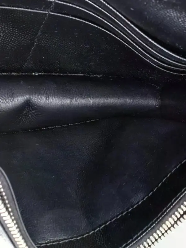 Saint Laurent Classic Monogram Wallet On Chain Matelasse Chevron Leather Small Crossbody Bag - Black