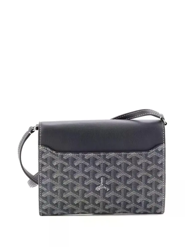 Goyard Chypre Wallet On Strap Coated Canvas With Leather Cross Body Bag - Grey