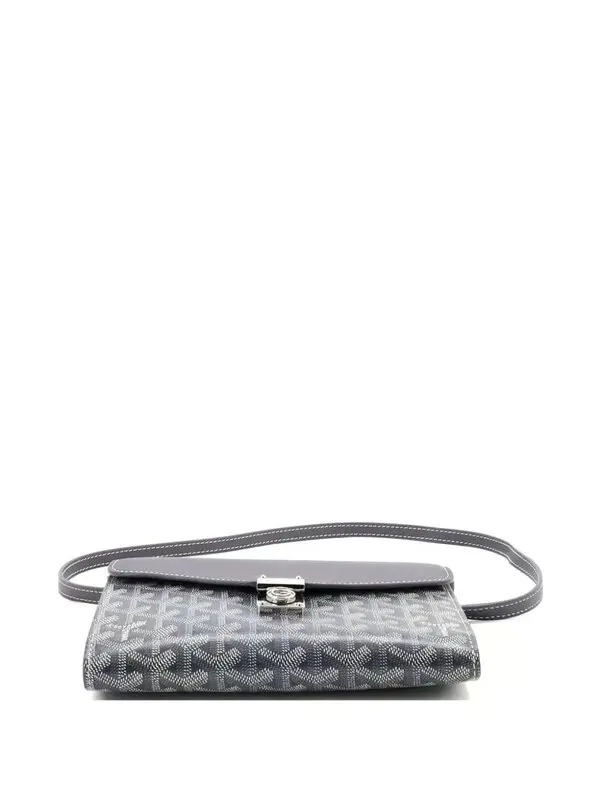 Goyard Chypre Wallet On Strap Coated Canvas With Leather Cross Body Bag - Grey