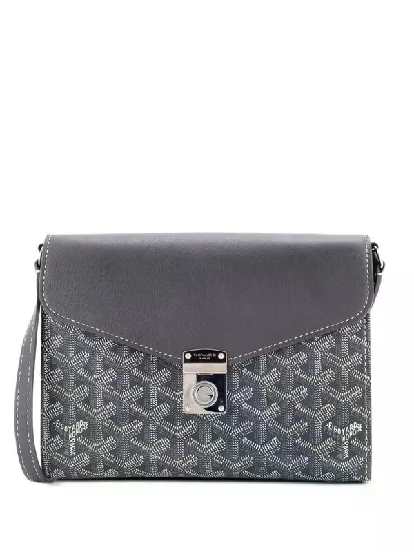 Goyard Chypre Wallet On Strap Coated Canvas With Leather Cross Body Bag - Grey