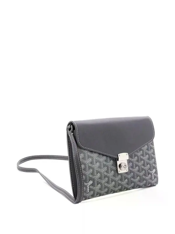 Goyard Chypre Wallet On Strap Coated Canvas With Leather Cross Body Bag - Grey