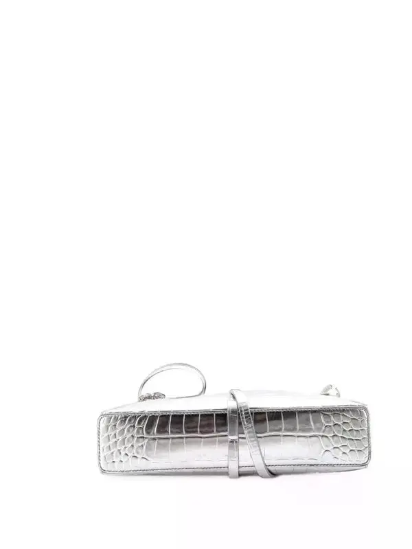 Givenchy Cut Out Crocodile Embossed Leather Small Shoulder Bag - Silver