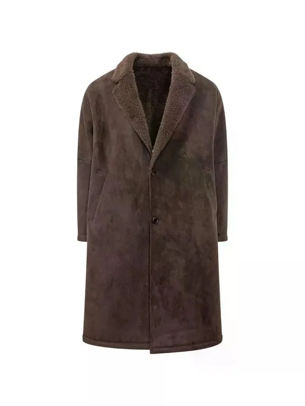 VALENTINI 1972 Shearling-collar Single-breasted Coat