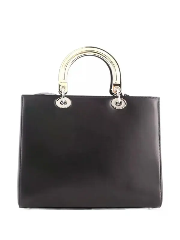 Dior Lady Bag Patch Embellished Leather Large Satchel - Black